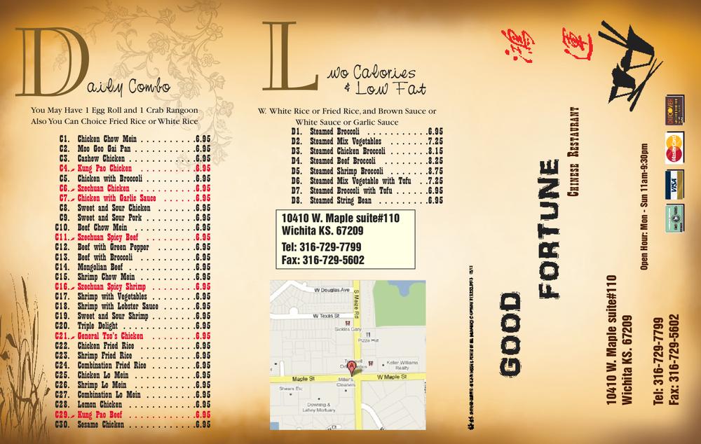 Menu at Good Fortune Chinese restaurant, Wichita