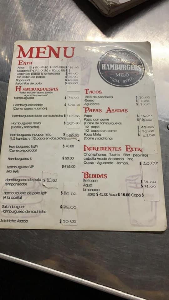 Menu at Hamburguesas MILO restaurant, Ciudad de Allende, Calle ...