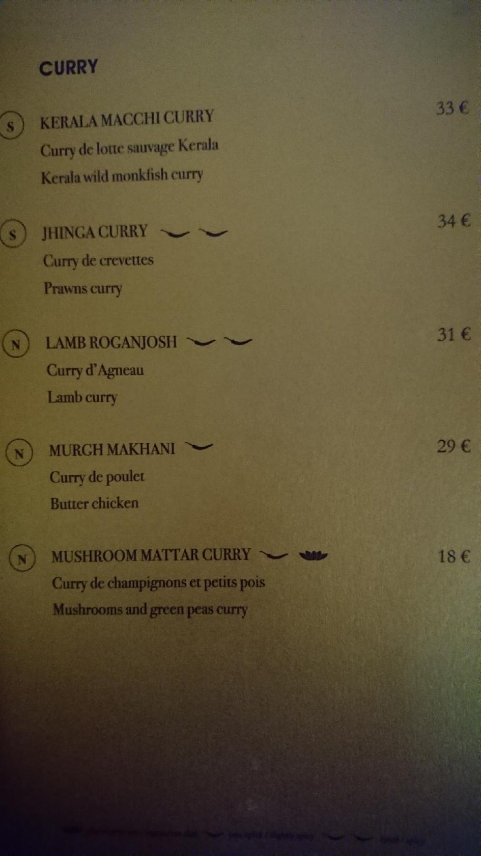 Menu at Maya Jah restaurant, Monaco-Ville