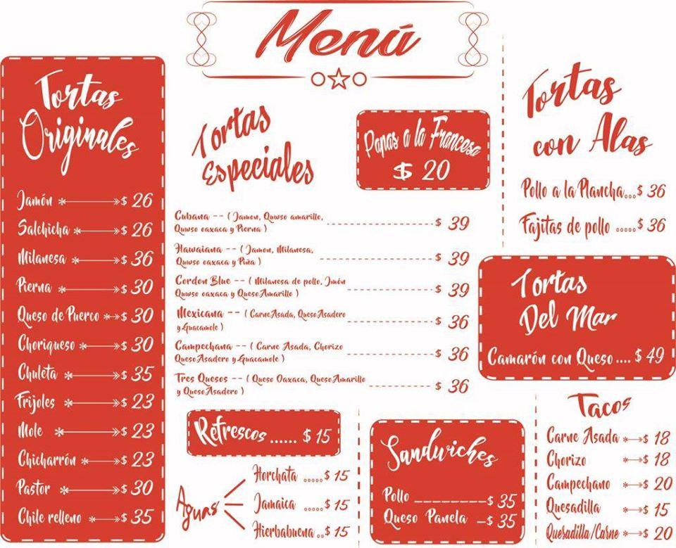 Menu at Red Torta restaurant, Morelia
