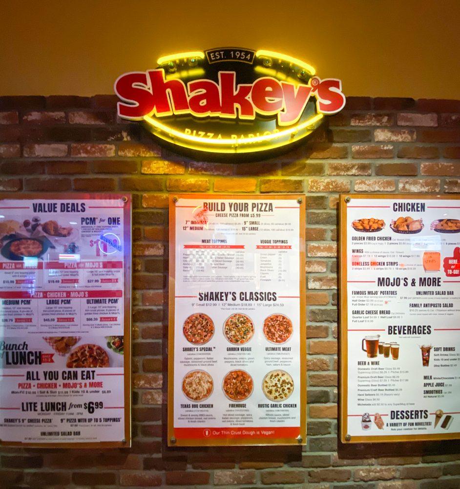 Menu at Shakey's Pizza Parlor pizzeria, Anaheim, S Harbor Blvd