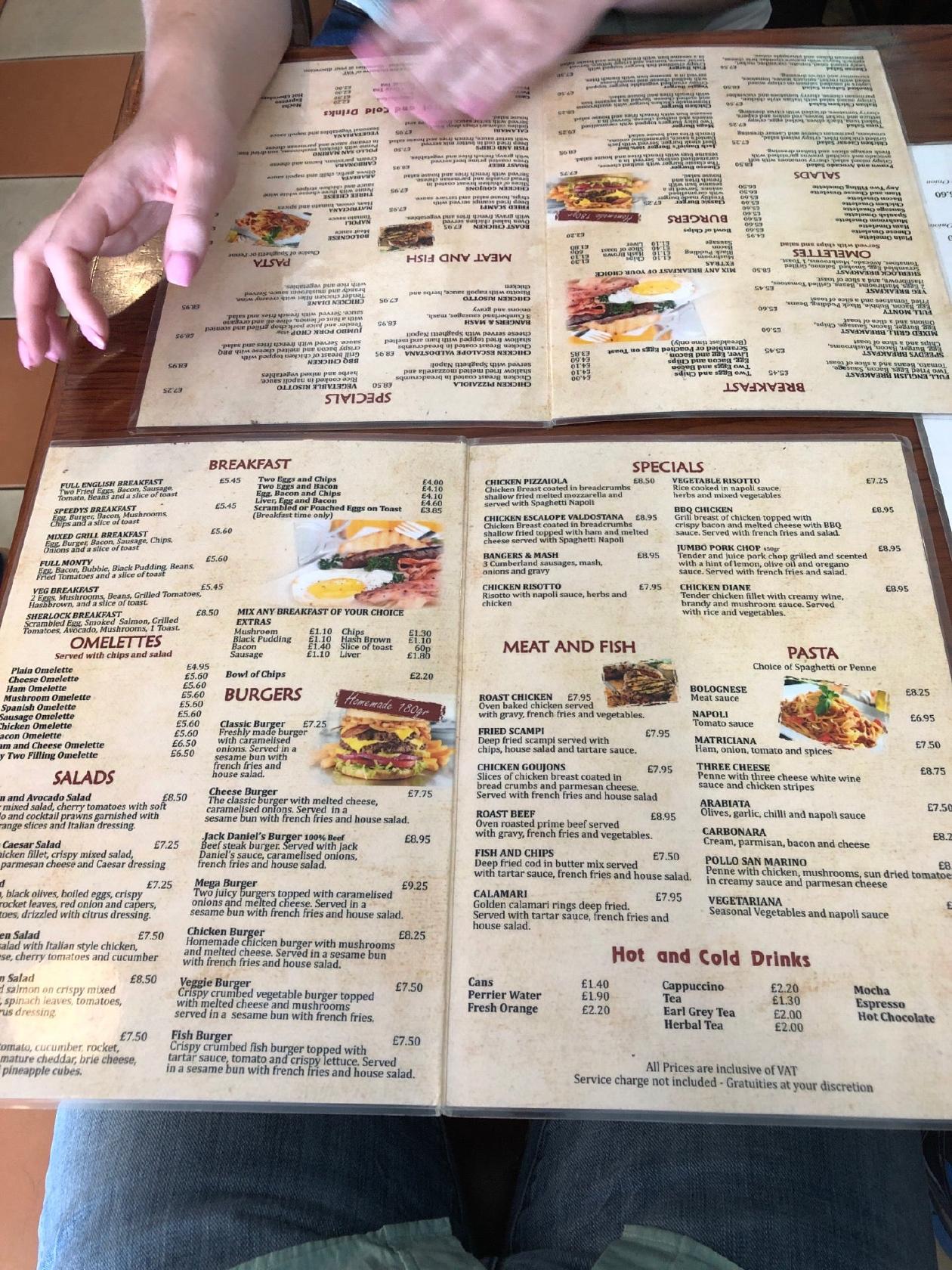 Menu at Speedy's Sandwich Bar & Cafe, London, 187 N Gower St