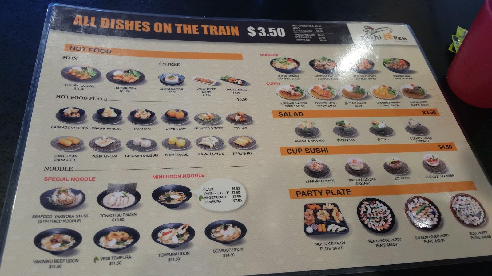 Menu at Sushi Ren restaurant, Underwood