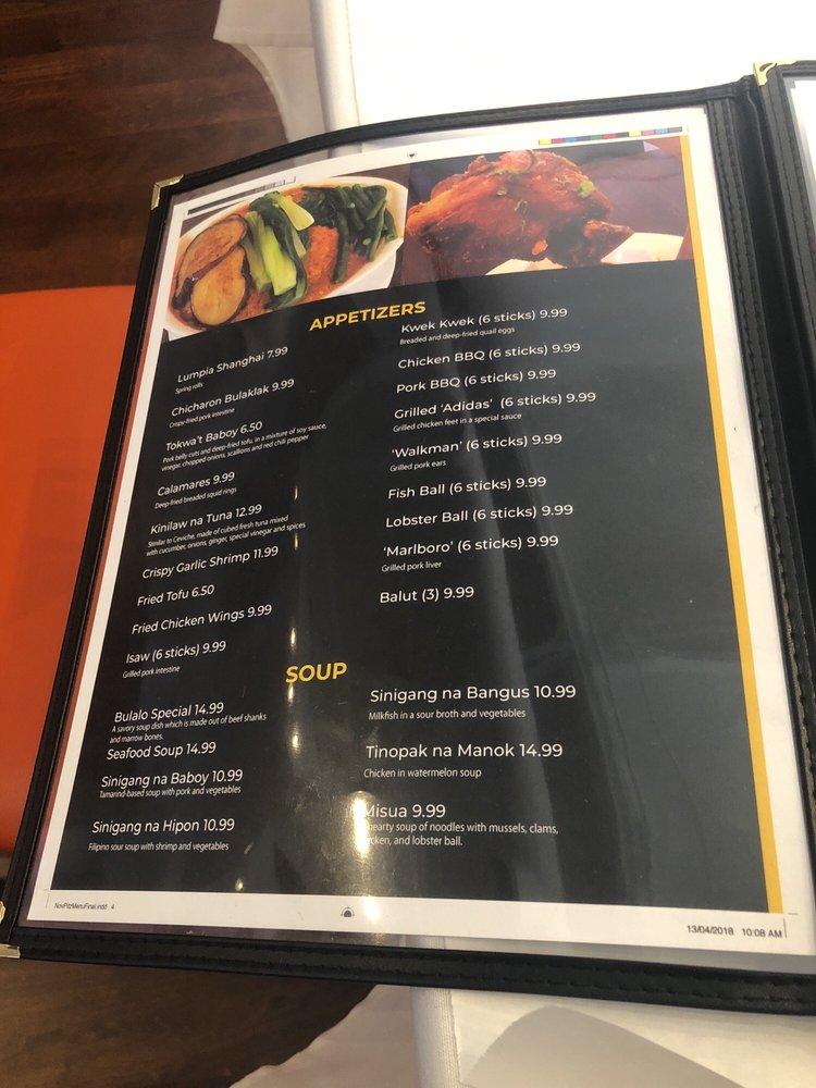 Menu at The Noypitz Bar and Grill, West Covina
