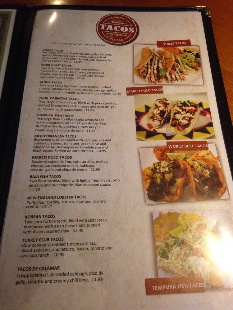 Menu at Frontera Grill pub & bar, Chicopee