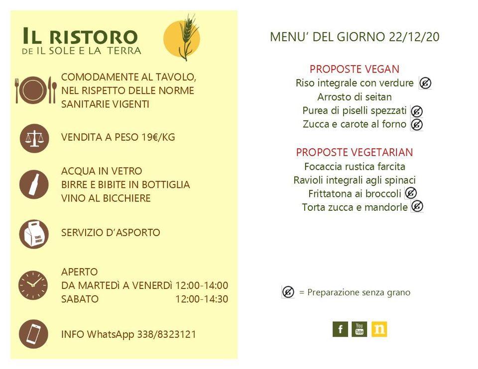 Menu da Il Sole e la Terra - cooperativa prodotti biologici ristorante ...
