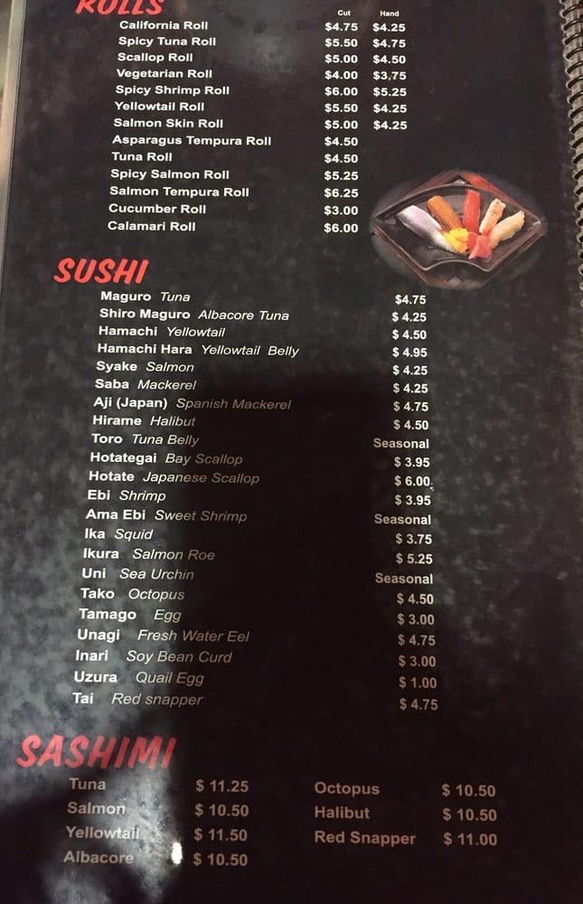 Menu at Mika Sushi restaurant, Camarillo