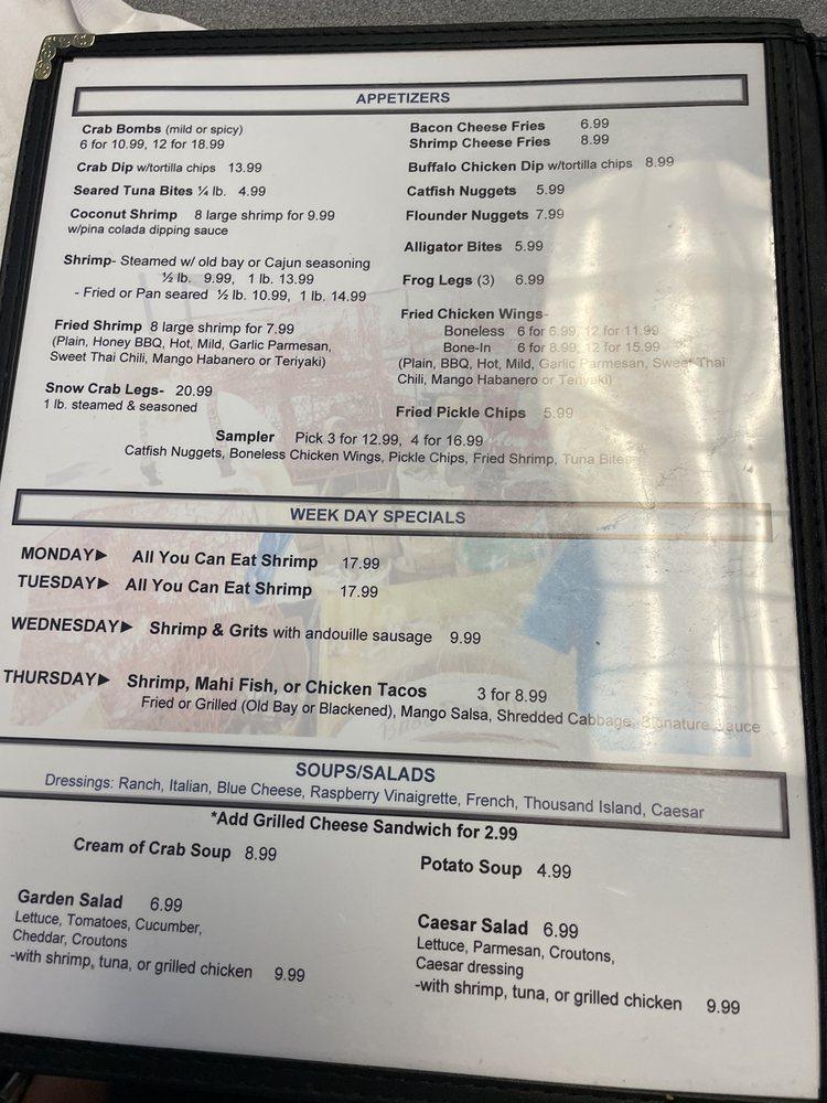 Menu at Story's Seafood restaurant, Hertford