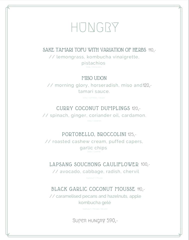 Menu at Ostara Bar, Oslo