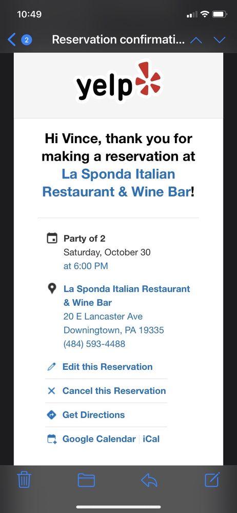 Menu at La Sponda pub & bar, Downingtown
