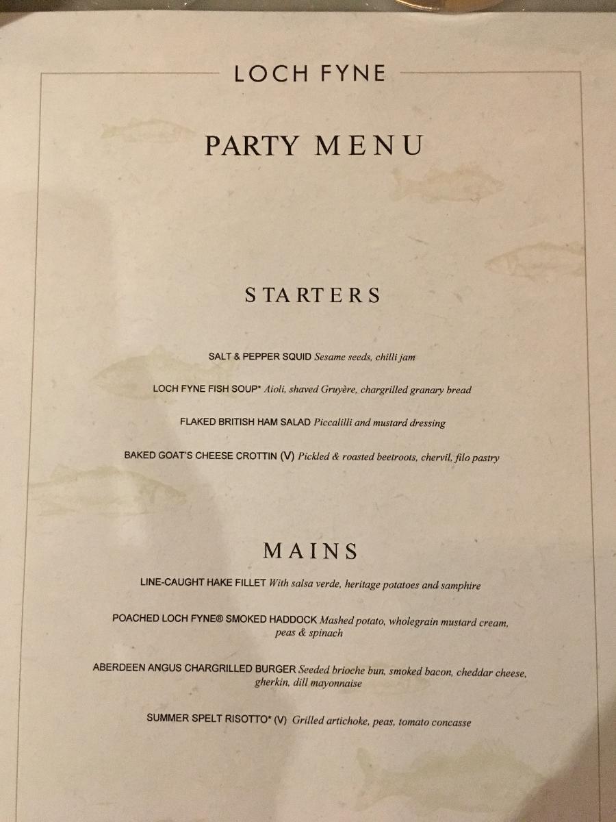 Menu at Loch Fyne Restaurant & Bar London, London, 77 Gracechurch St