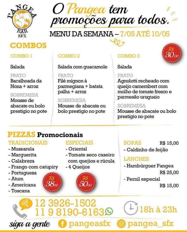Menu at Pangea Bar & Restaurante, São Francisco Xavier