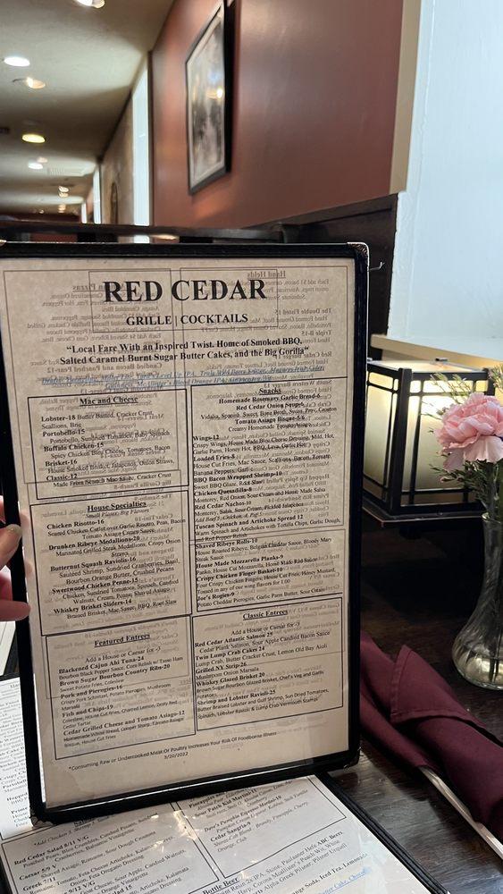 Menu at Red Cedar Grille & Cocktails steakhouse, Colmar