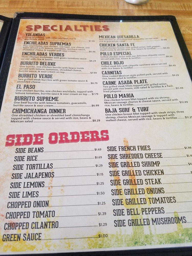 Menu at Alejandros Mexican Restaurant, Glennville