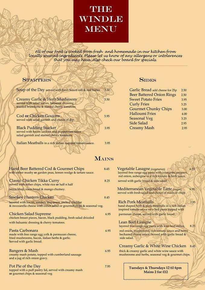 Menu at The Windle pub & bar, St Helens