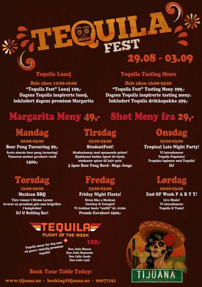 Menu at Tijuana restaurant, Oslo, Thorvald Meyers gate 61
