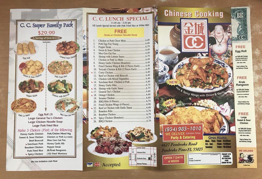 Menu at C C Chinese Cooking restaurant, Pembroke Pines