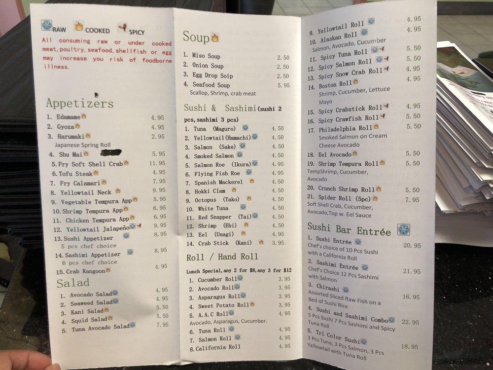 Menu at Fuji Sushi & Hibachi restaurant, Long Beach