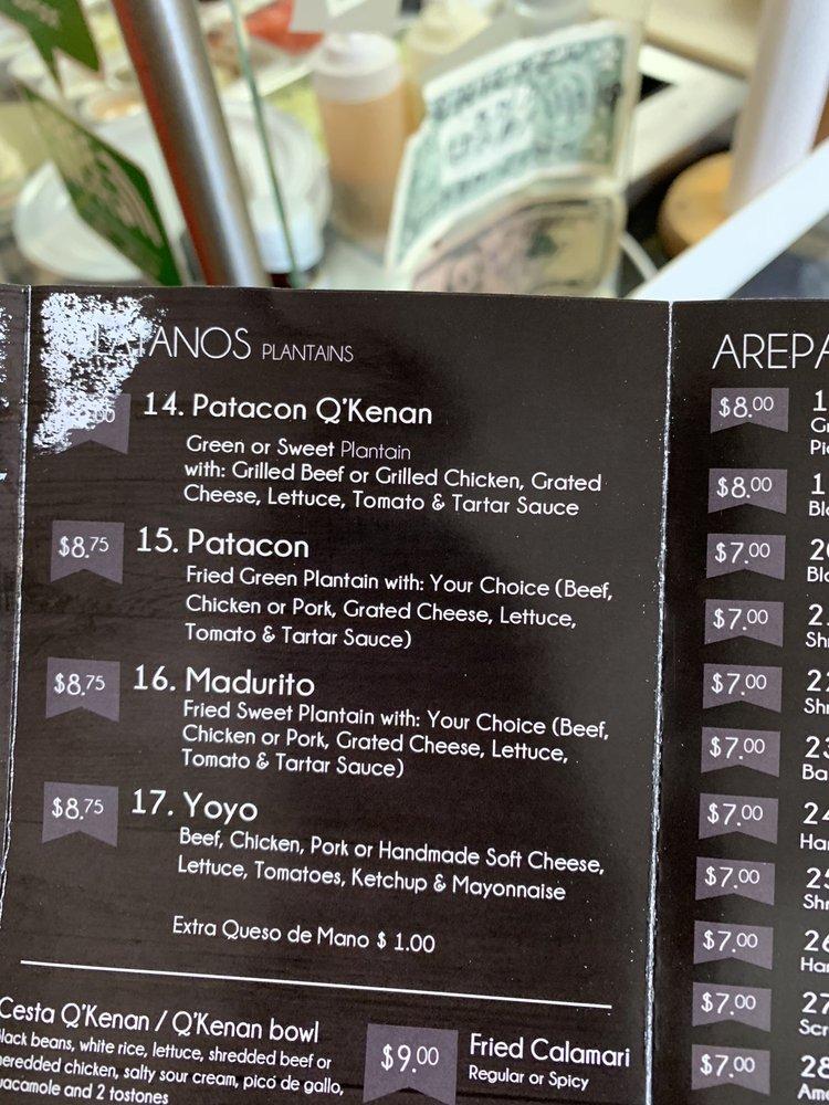 Menu at Q'Kenan Restaurant, Orlando