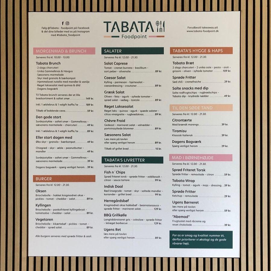 Menu at Tabata Foodpoint - Café & Take Away cafe, Højbjerg