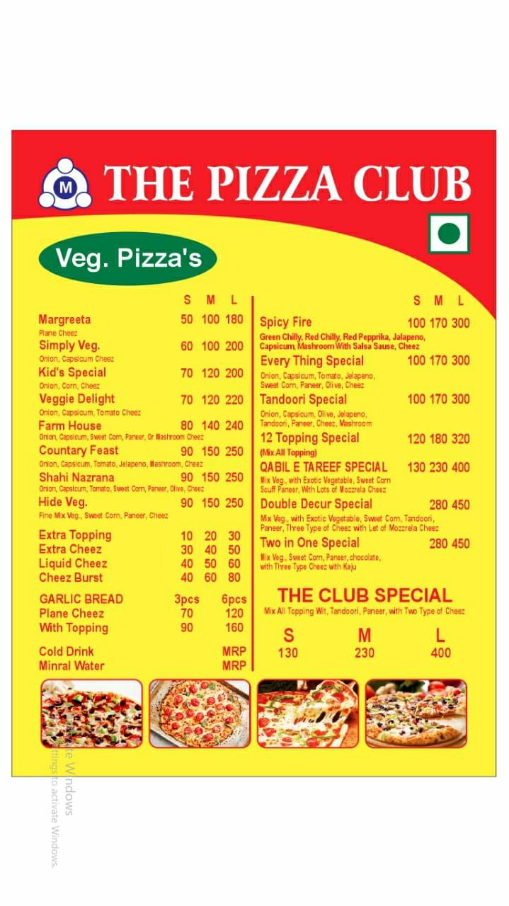 Menu at The Pizza Club, Delhi, 3