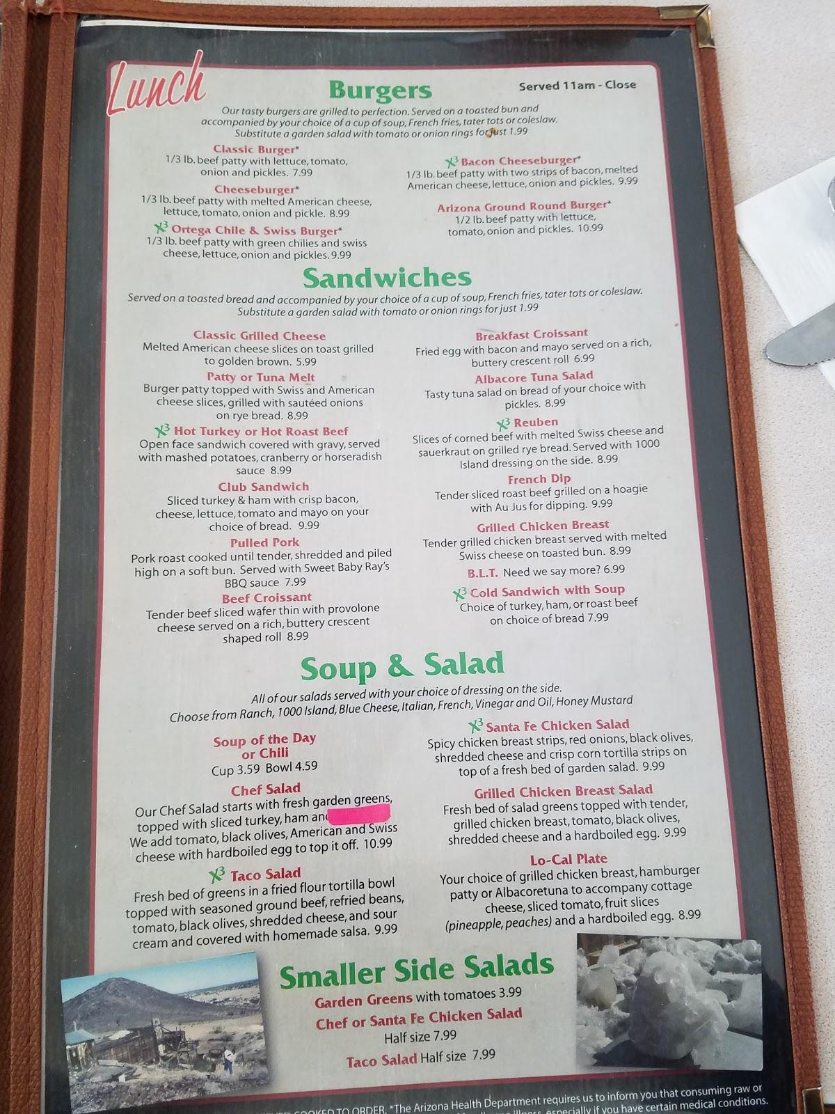 Menu at Times 3 Family Restaurant, Quartzsite