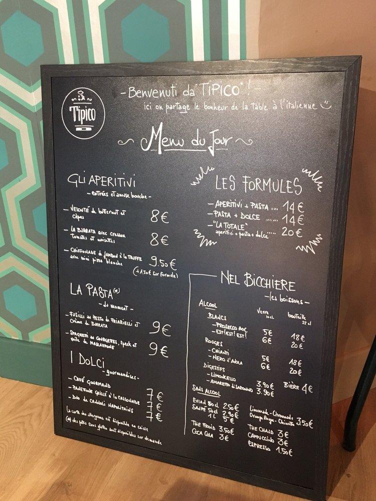 Menu at Tipico - Restaurant, Traiteur, Epicerie et Vins d'Italie, Lyon