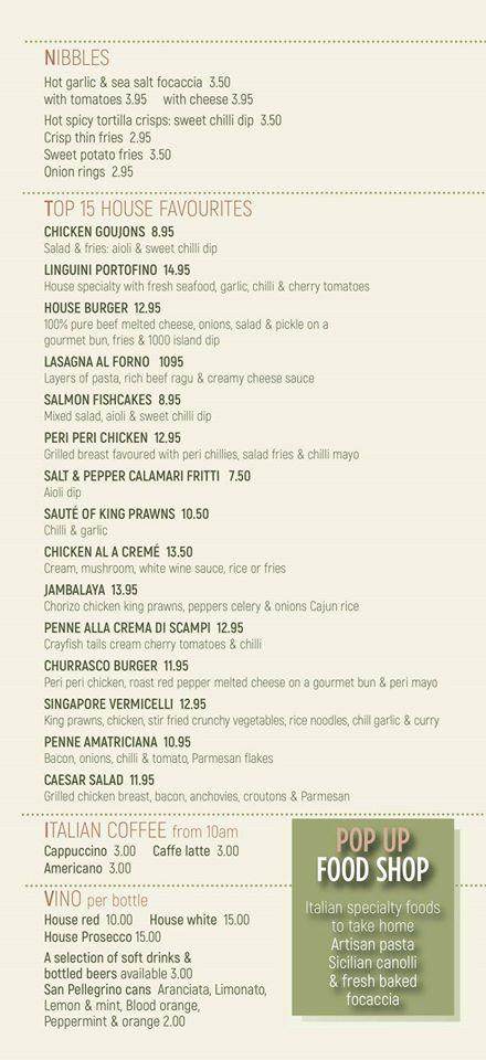 Menu at Zest Gastronomia restaurant, Lytham