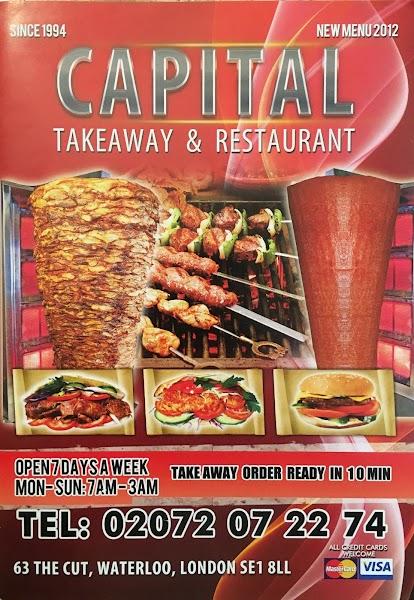 Menu at Capital Kebab House fast food, London, 63 The Cut