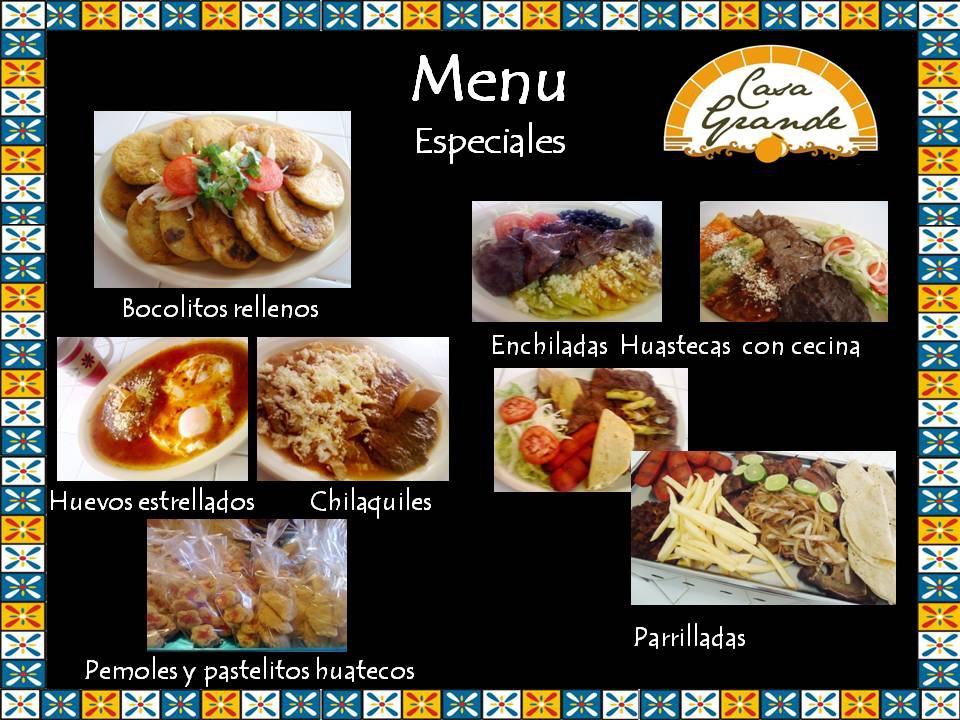 Menu at Casa Grande restaurant, San Luis Potosi