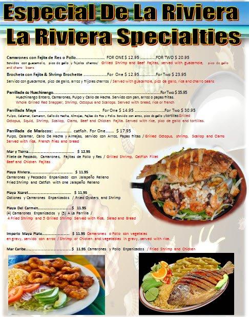 Menu at La Riviera Restaurant, Oklahoma City