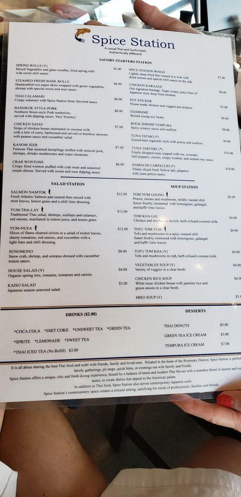 Menu at Spice Station restaurant, Sarasota