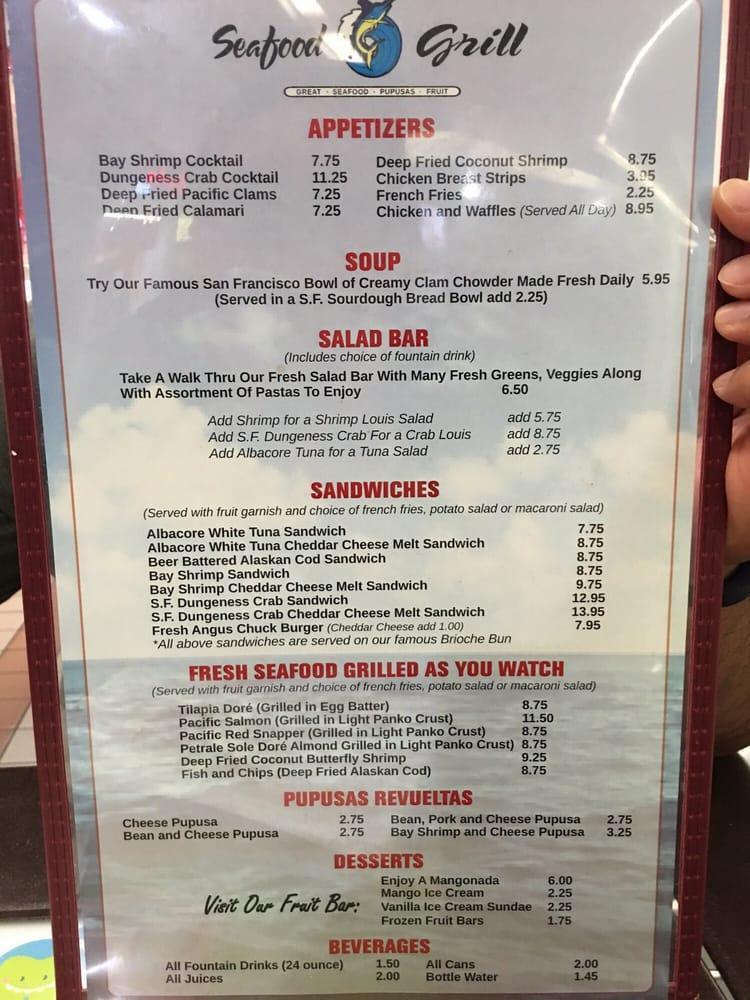 Menu at The Seafood Grill restaurant, Hayward, Food Court