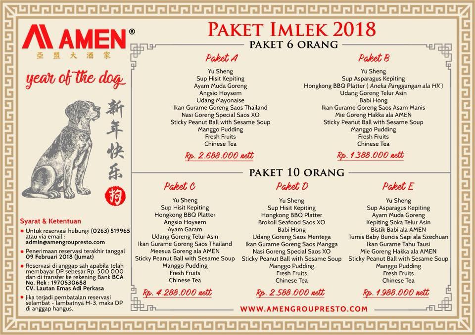 Menu at Amen Group Restaurant, Cipanas