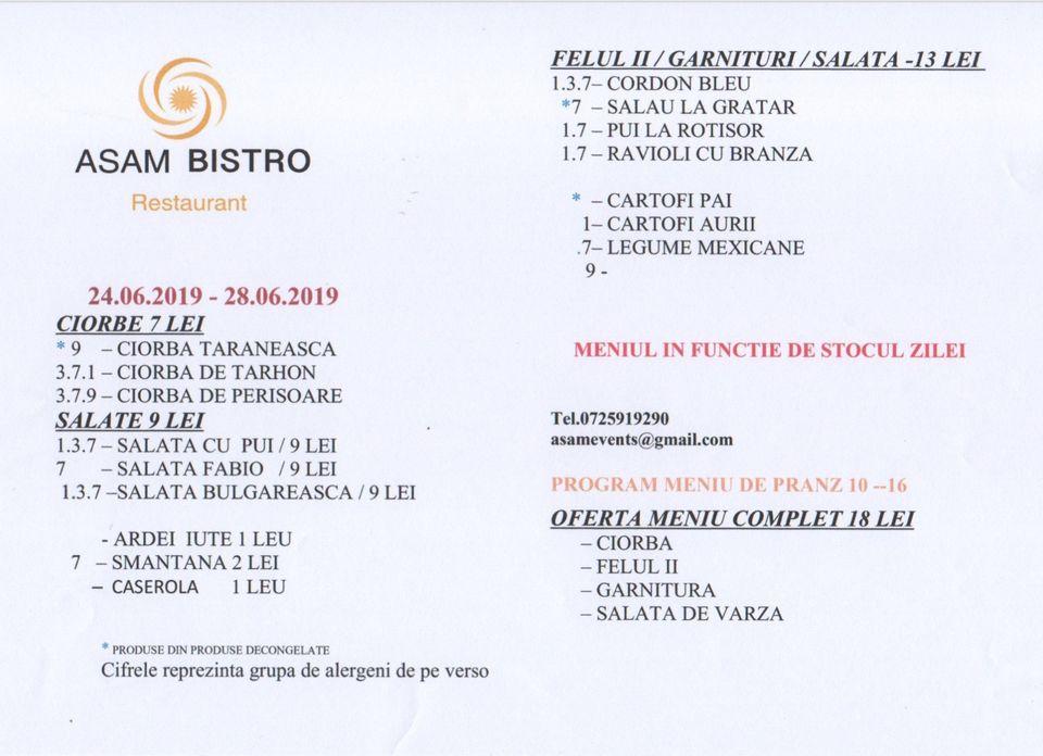 Menu at Asam Events, Mediaș