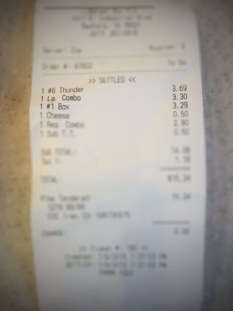 Menu at Burger Box restaurant, Bedford, N Industrial Blvd