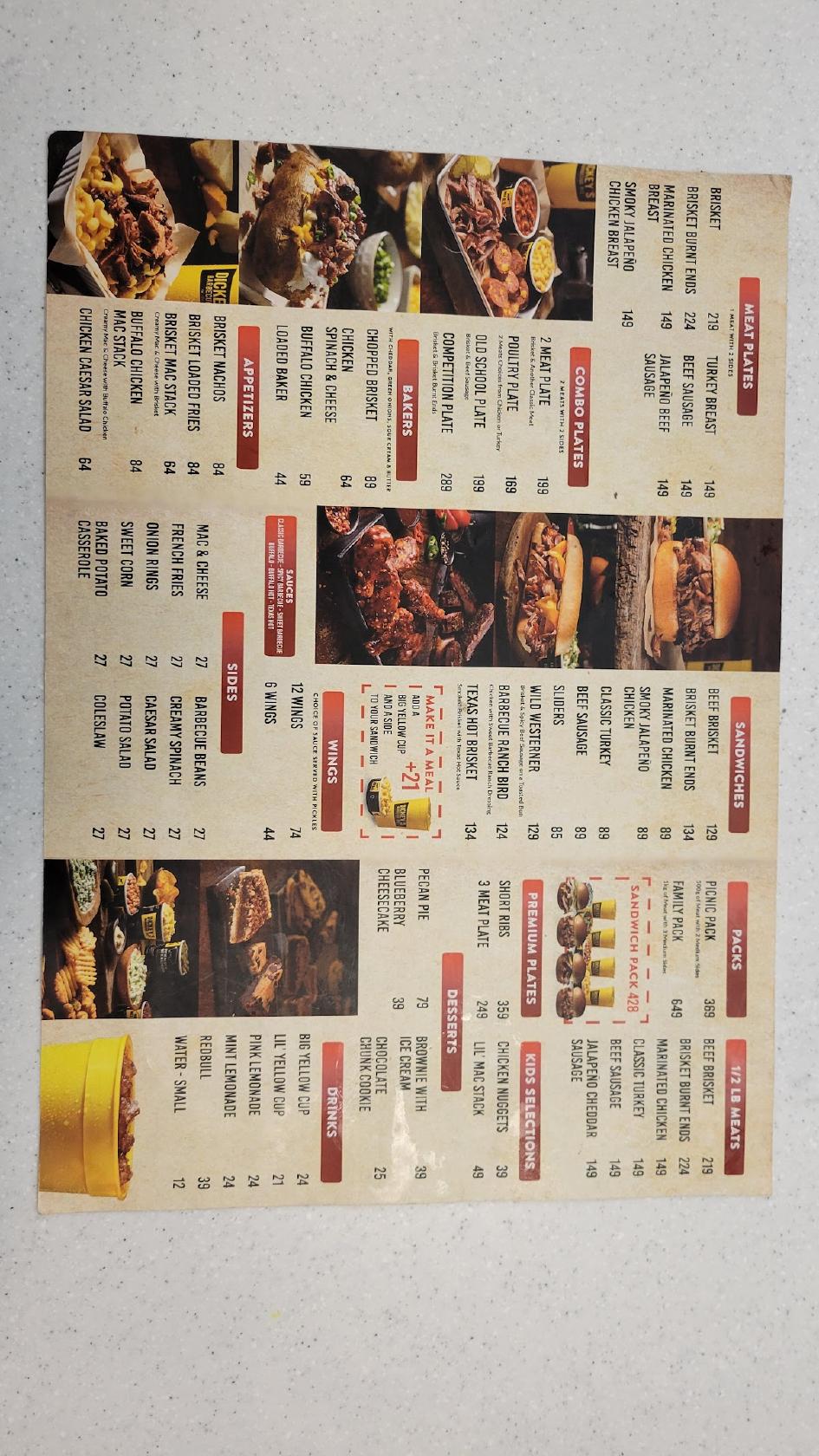 Menu at Dickey's Barbecue Pit, Egypt