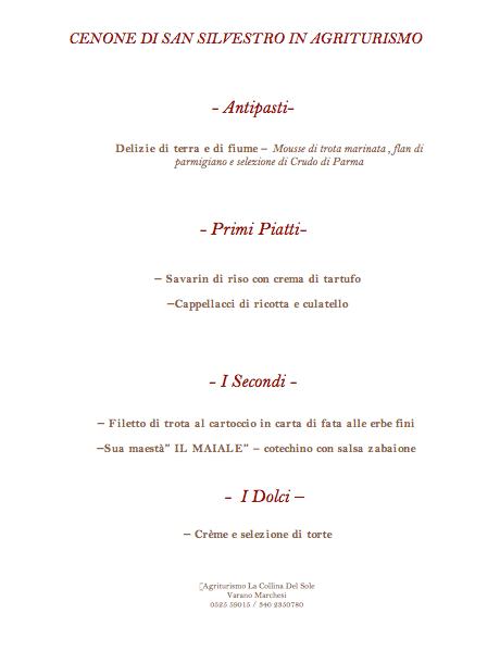 Menu at Farmhouse La Collina Del Sole restaurant, Varano Marchesi