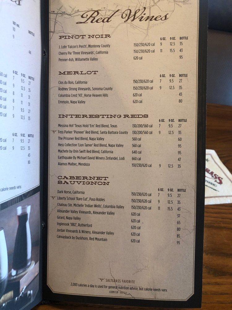 Menu at Saltgrass Steak House steakhouse, Tulsa