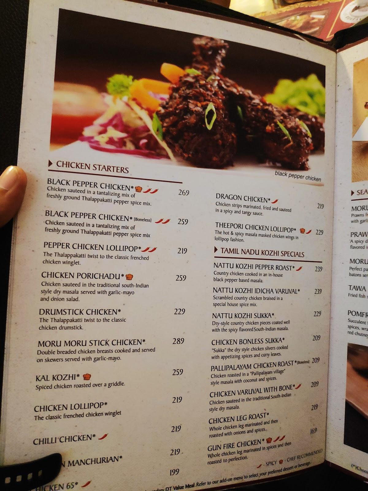 Menu at Dindigul Thalappakatti Restaurant, Puducherry, 108