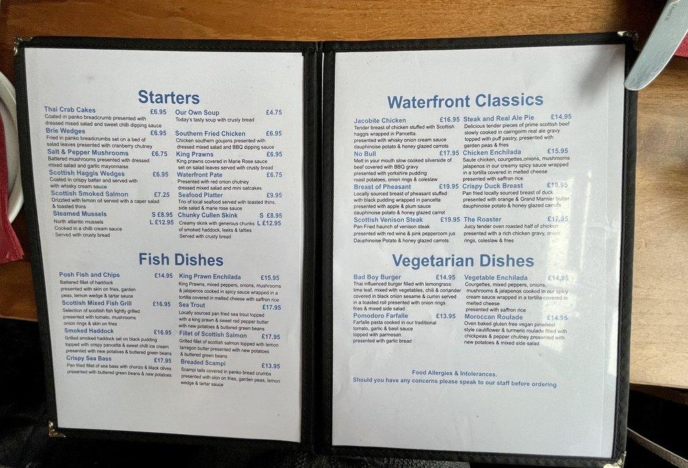 Menu at The WaterFront pub & bar, Inverness