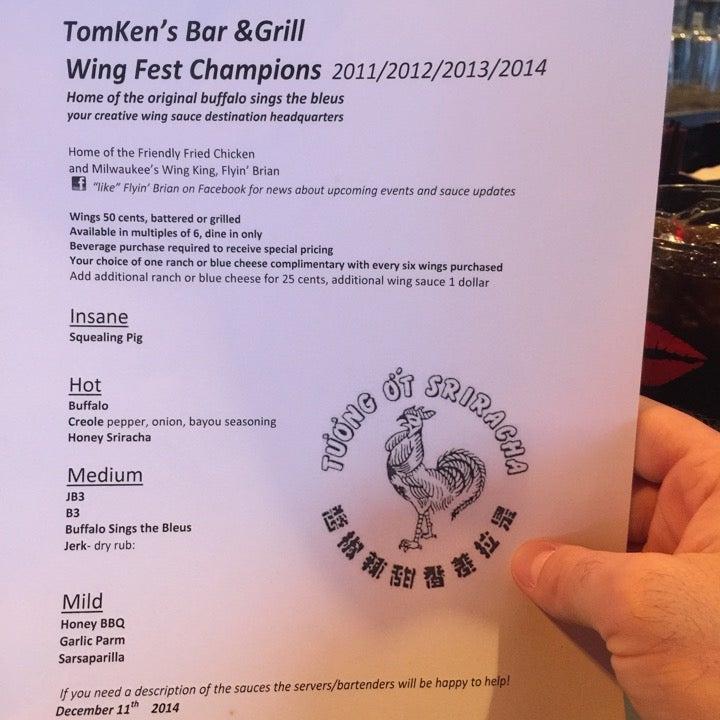 Menu at TomKen's Bar & Grill, Milwaukee