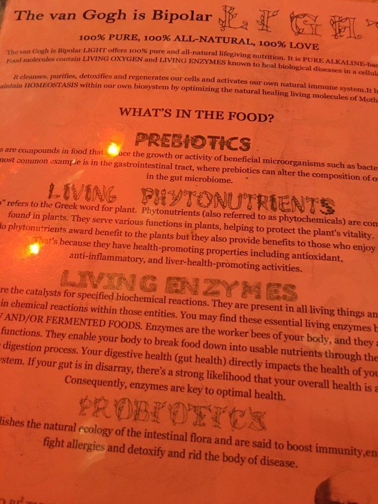 Menu at Van Gogh is Bipolar restaurant, Quezon City