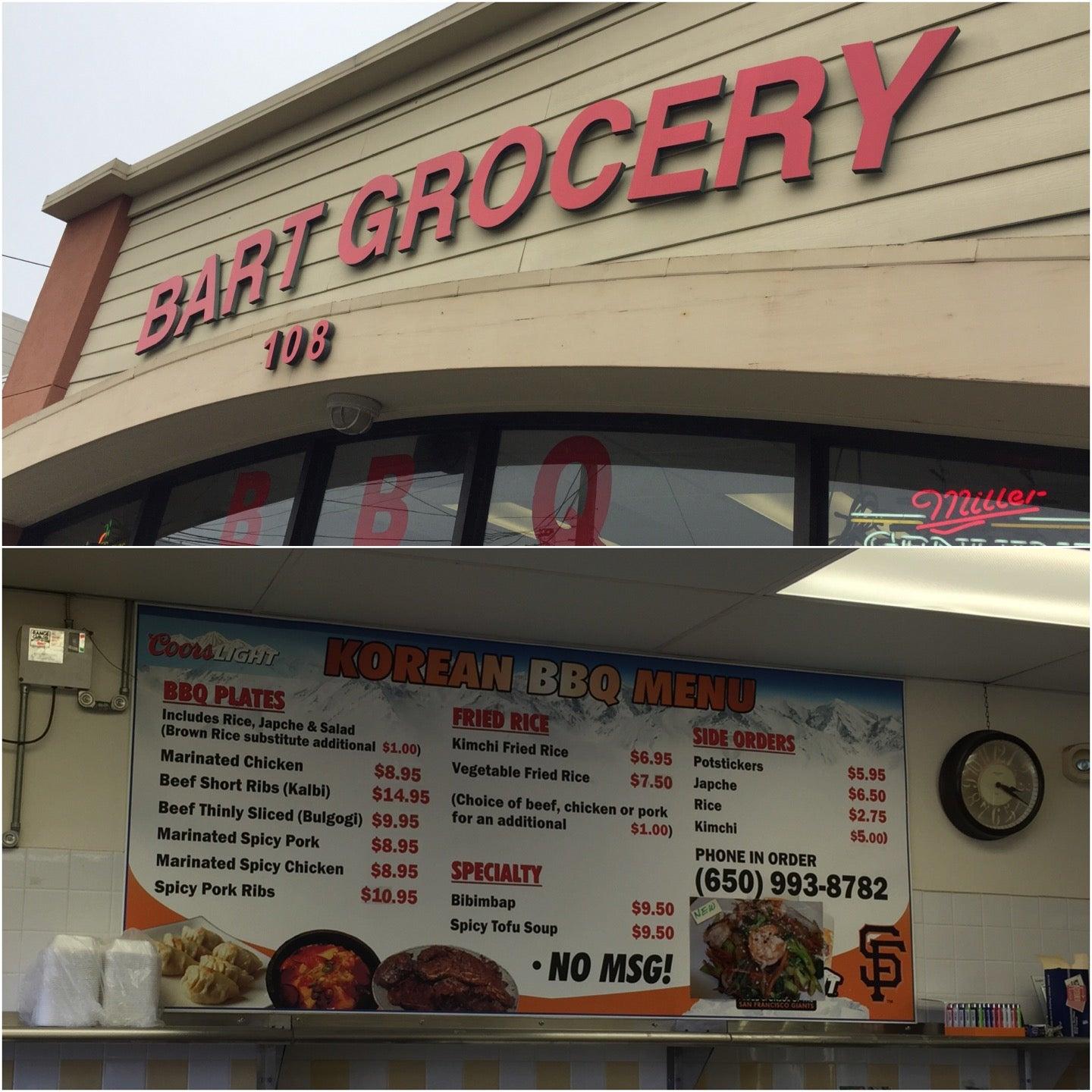 Menu at Bart Grocery, Daly City