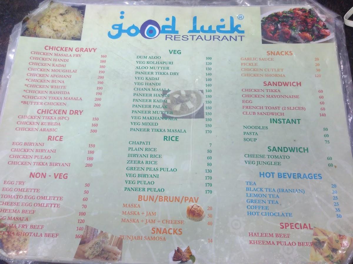 Menu at Good Luck Restaurant, Mumbai, Mehboob Khan Chowk