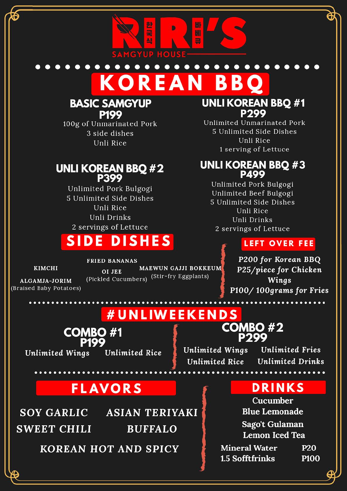 Carta de RIRI's Cafe and Restobar, Santo Domingo