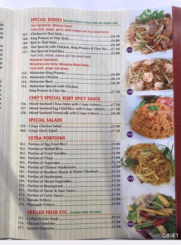 Menu at RUBY Cantonese and Chinese Restaurant, Lichfield, 29 St John St