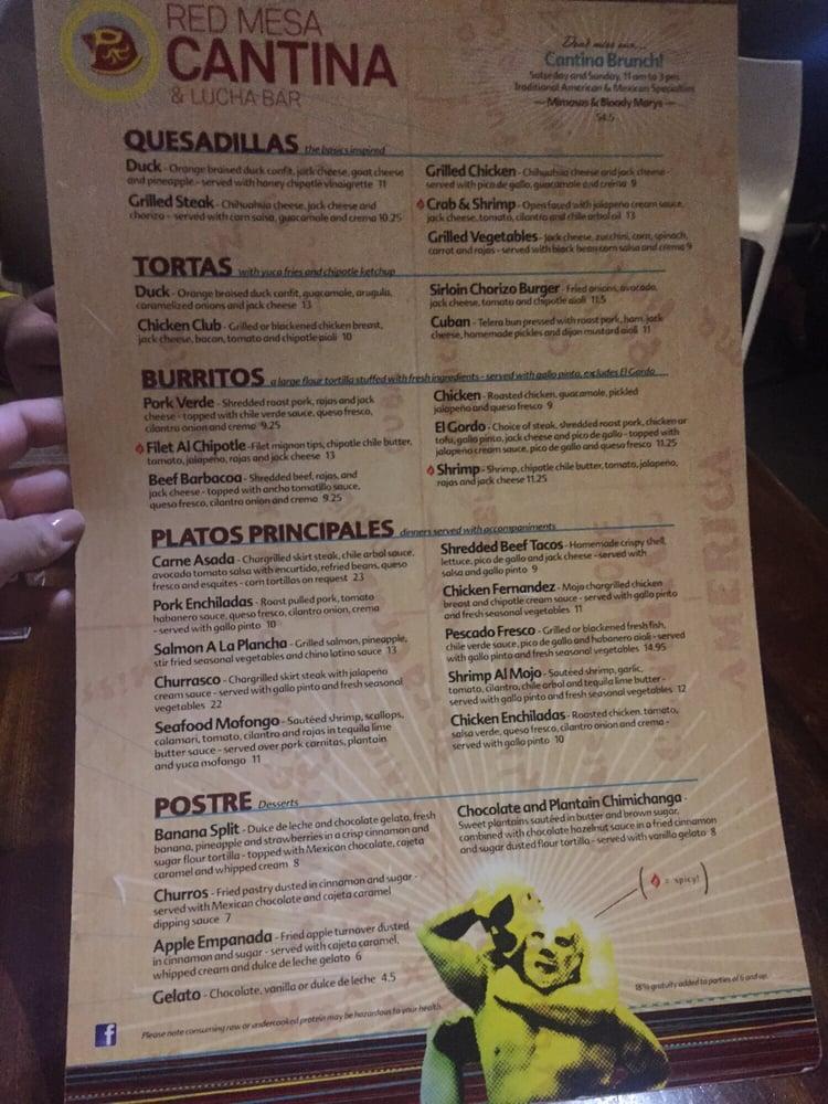 Menu at Red Mesa Cantina pub & bar, Saint Petersburg
