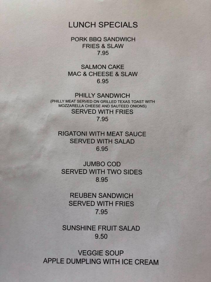 Menu at Say-Boy Restaurant, Fairmont