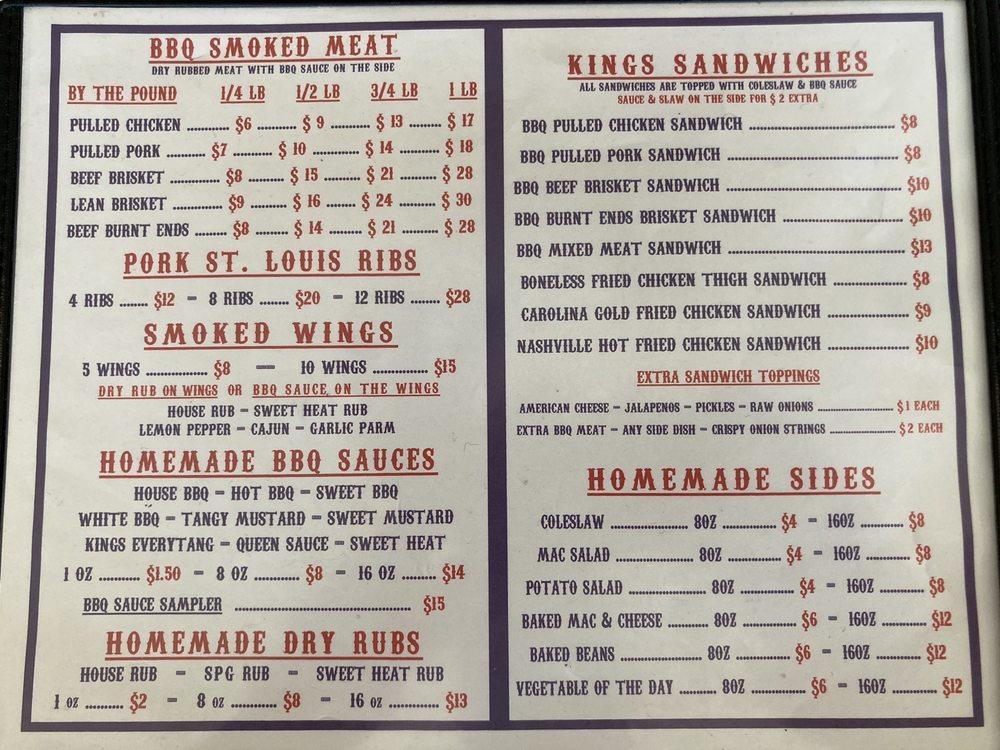 Menu at The Memphis King BBQ, Schenectady